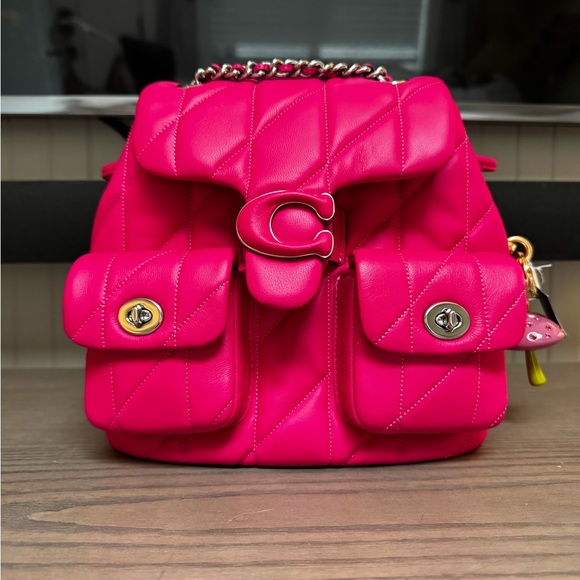 Coach | Bags | Coach Quilted Tabby Backpack Dragonfruit Plus Charm ...